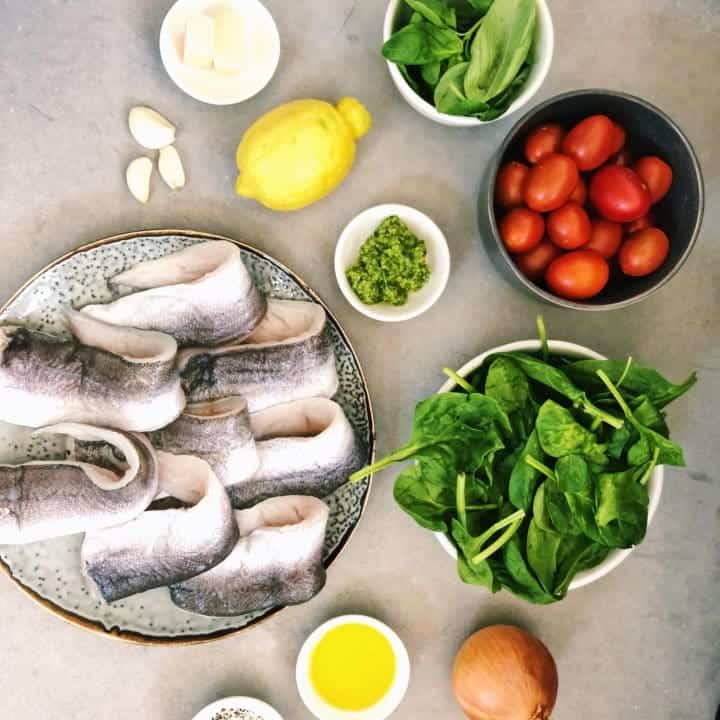 Fish Bake Recipe in Basil Pesto, Parmesan and Tomato