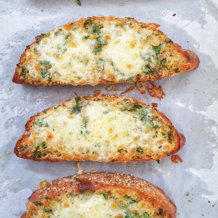 Garlic, Cheese And Herb Toast Homemade and Oven Grilled