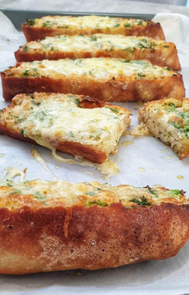 Garlic, Cheese And Herb Toast Homemade and Oven Grilled