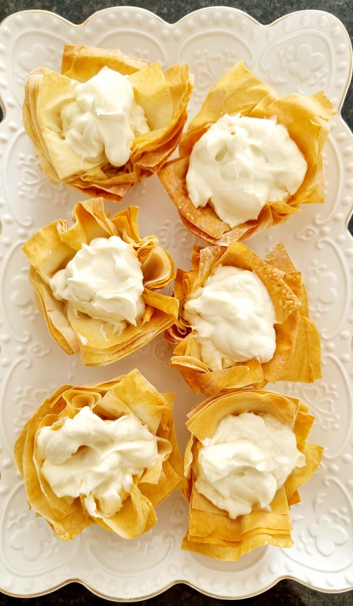 Strawberry Phyllo Cups With Cream and Fresh Berries