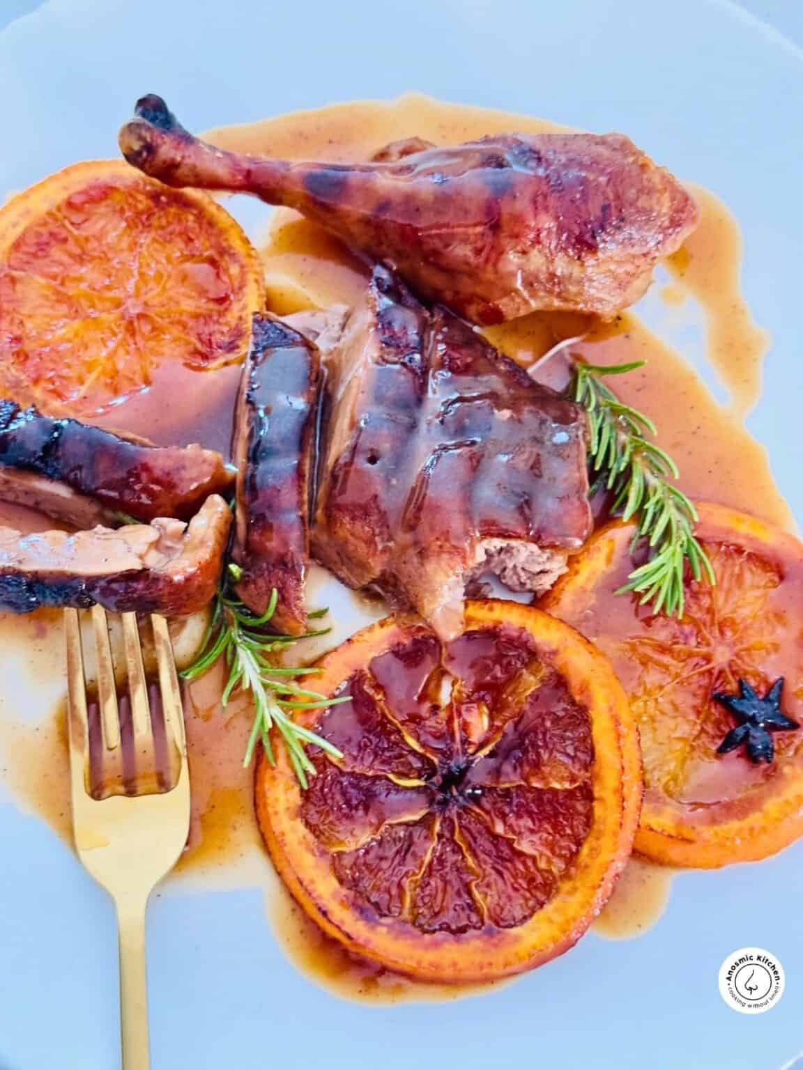 Roasted Orange Duck Recipe With An Orange and Jam Sauce