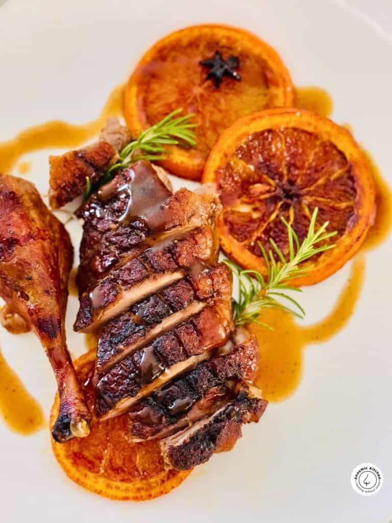 Roasted Orange Duck Recipe With An Orange and Jam Sauce